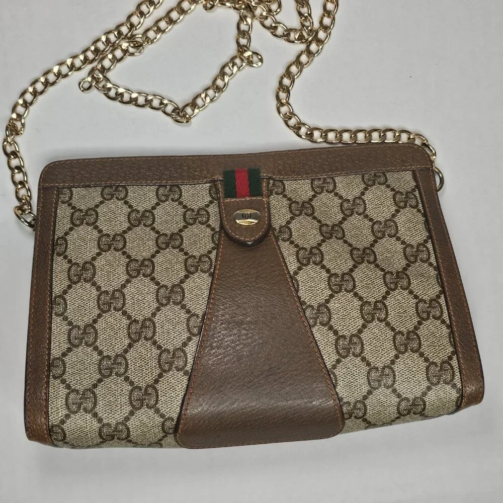 Gucci | Bags | Vtg Gucci Gg Supreme Monogram Chain Shoulder Crossbody ...